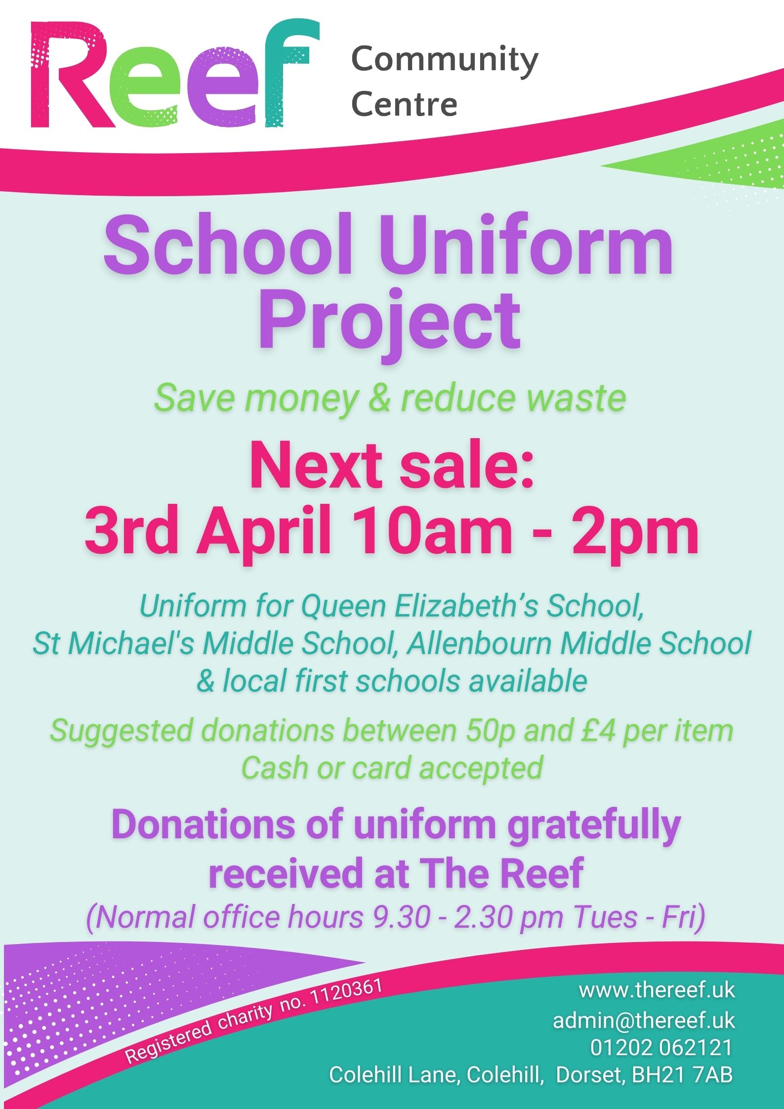 School Uniform Sale 3rd April - The Reef